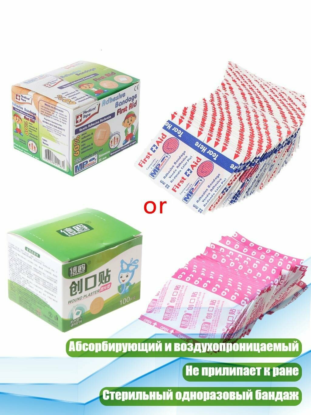 Круглые пластыри 22 мм, 100 шт.
