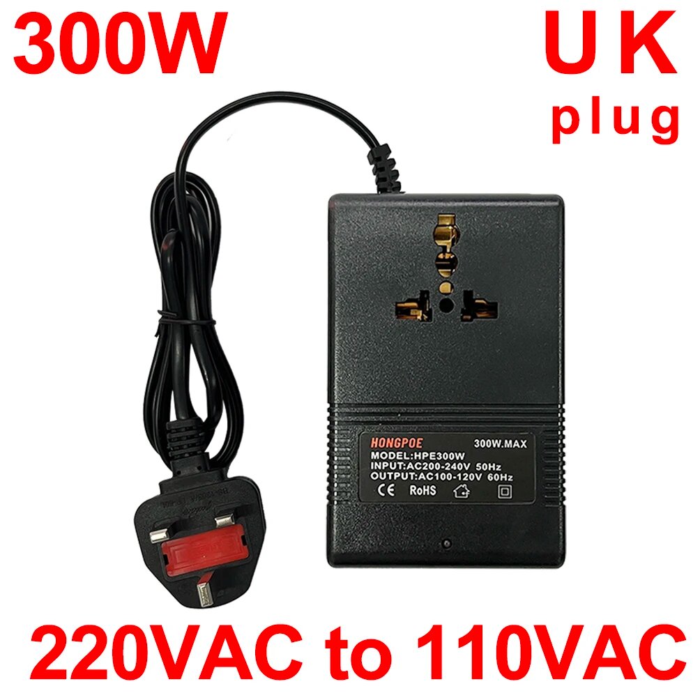 Преобразователь напряжения HONGPOE 220В/110В черный 300WUK220V to110V