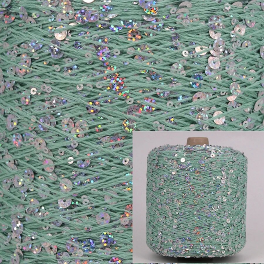 Пряжа хлопковая с пайетками, цвет AJ130, 50г