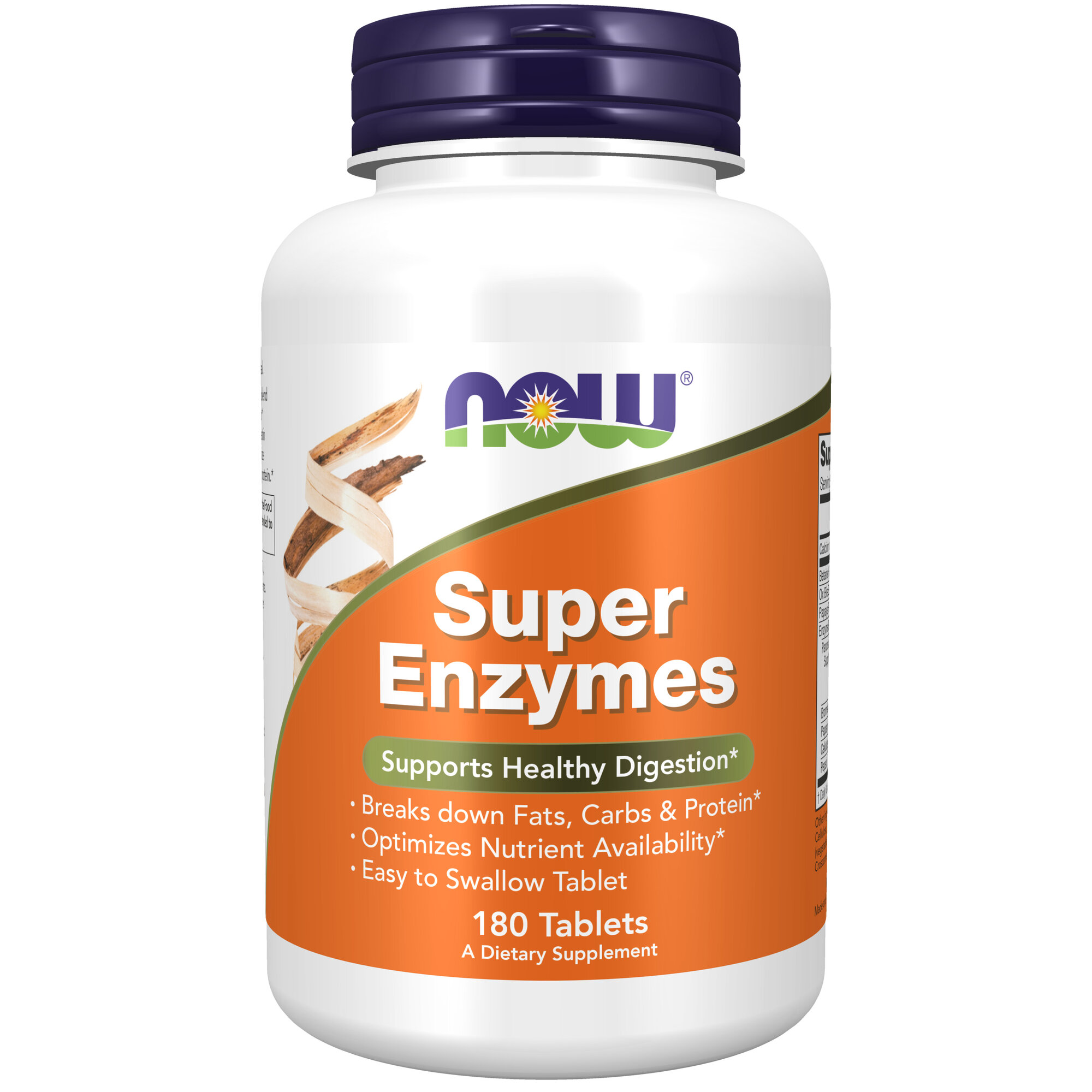 NOW Super Enzymes, Комплекс ферментов для здоровья пищеварения, 180 таблеток, от синдрома раздраженного кишечника