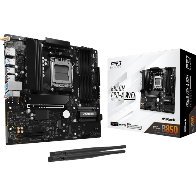 ASRock B850M PRO-A WIFI (RTL) AM5 B850 PCI-E HDMI+DP 2.5GbLAN+WiFi+BT SATA MicroATX 4DDR5