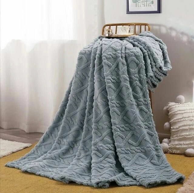 Плед 200x220 шерстяной теплый плюшевый односторонний