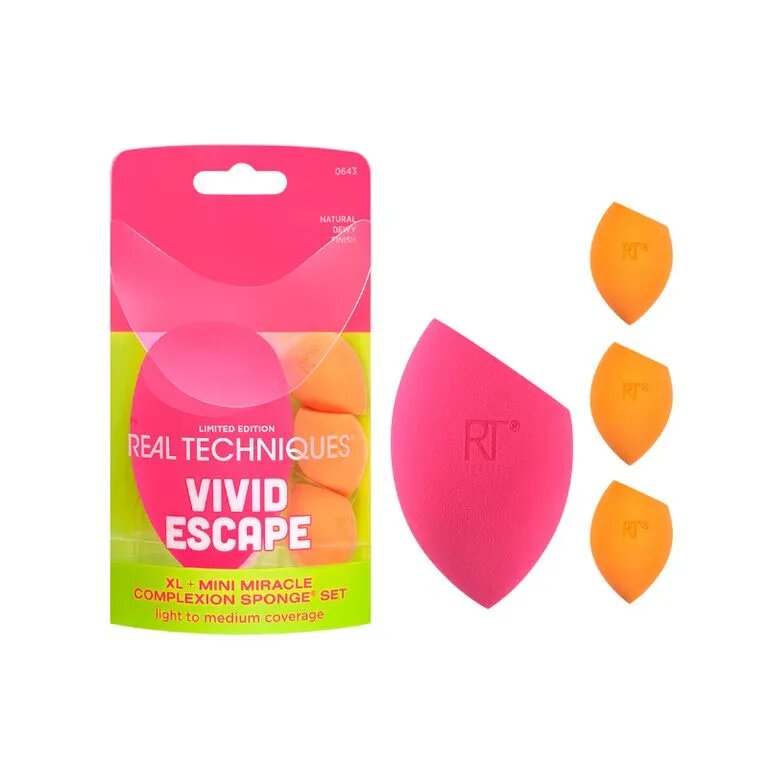 REAL TECHNIQUES Vivid Escape Complexion Perfection Sponge Set Набор США 1 шт