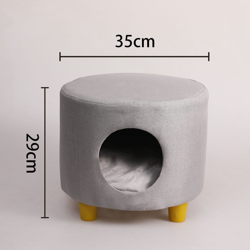 Лежак для кошек и мелких собак 2 в 1, 35×29 см, серый велюр, с жёлтыми ножками
