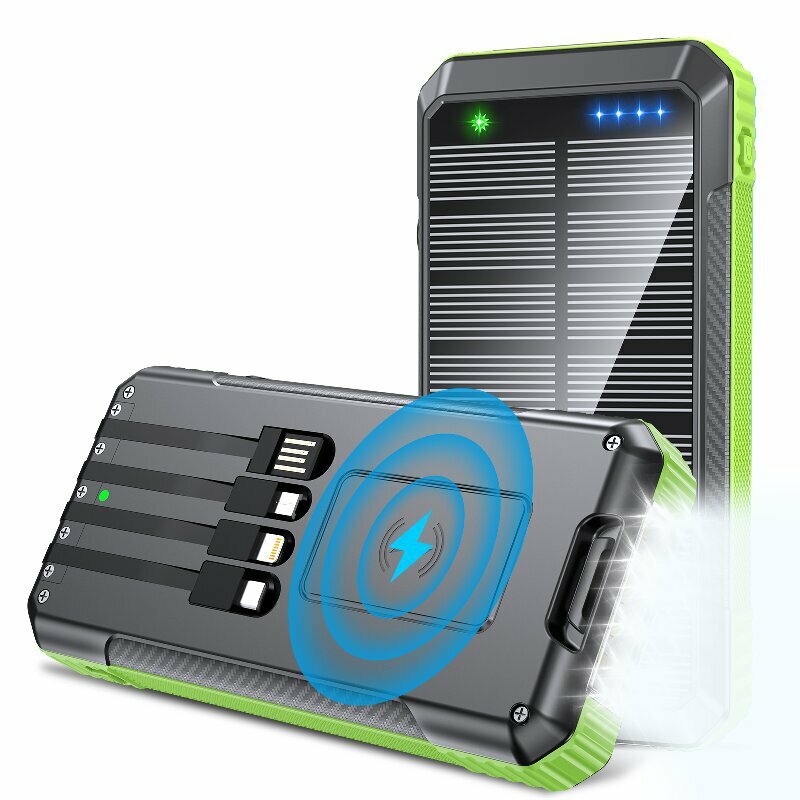 Фонарь-зарядка First Bean, 30000mAh, с беспроводной зарядкой, зеленый