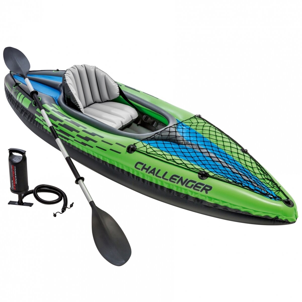 Надувная байдарка "Challenger K1" 274х76х38см, алюм. весло 218см, насос 68614, транс. сеть, до 100кг