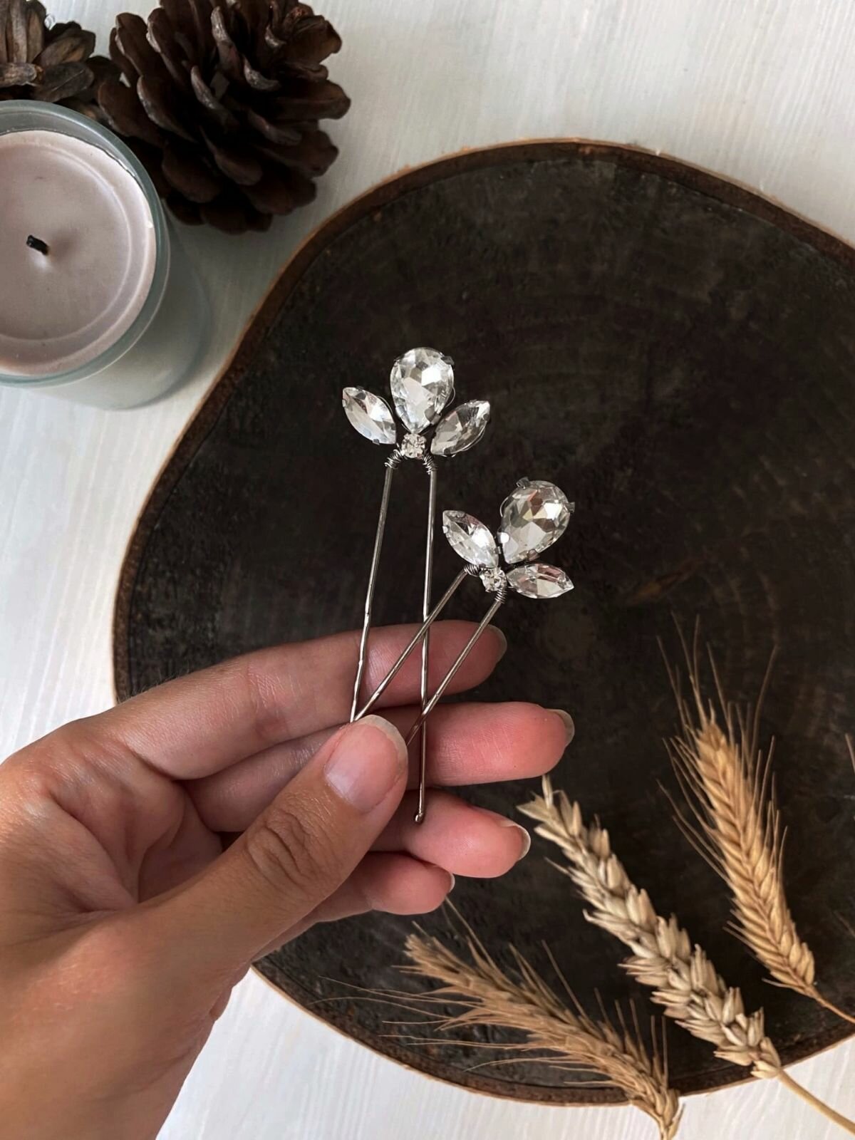 Шпильки со стразами 2шт. Украшения в прическу, свадебные шпильки для волос, заколки со стразами, украшения для прически невесты