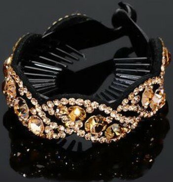 Заколка - зажим на хвост или пучек, крупные листья кофейного цвета