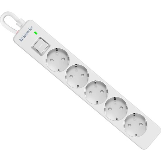 Сетевой фильтр Defender DFS 133 3 м, белый, 5 розеток