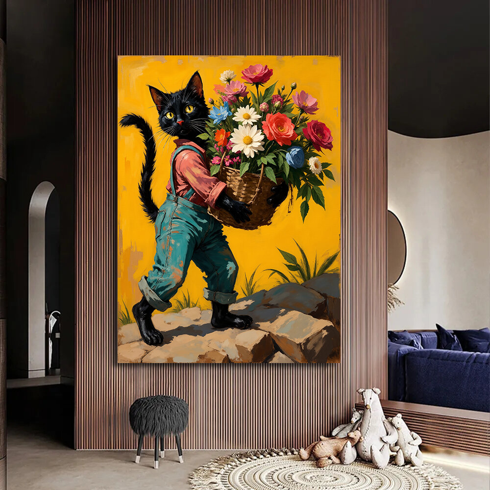 Коты в известных картинах / постер кот, картина с животными, 60х80 см.