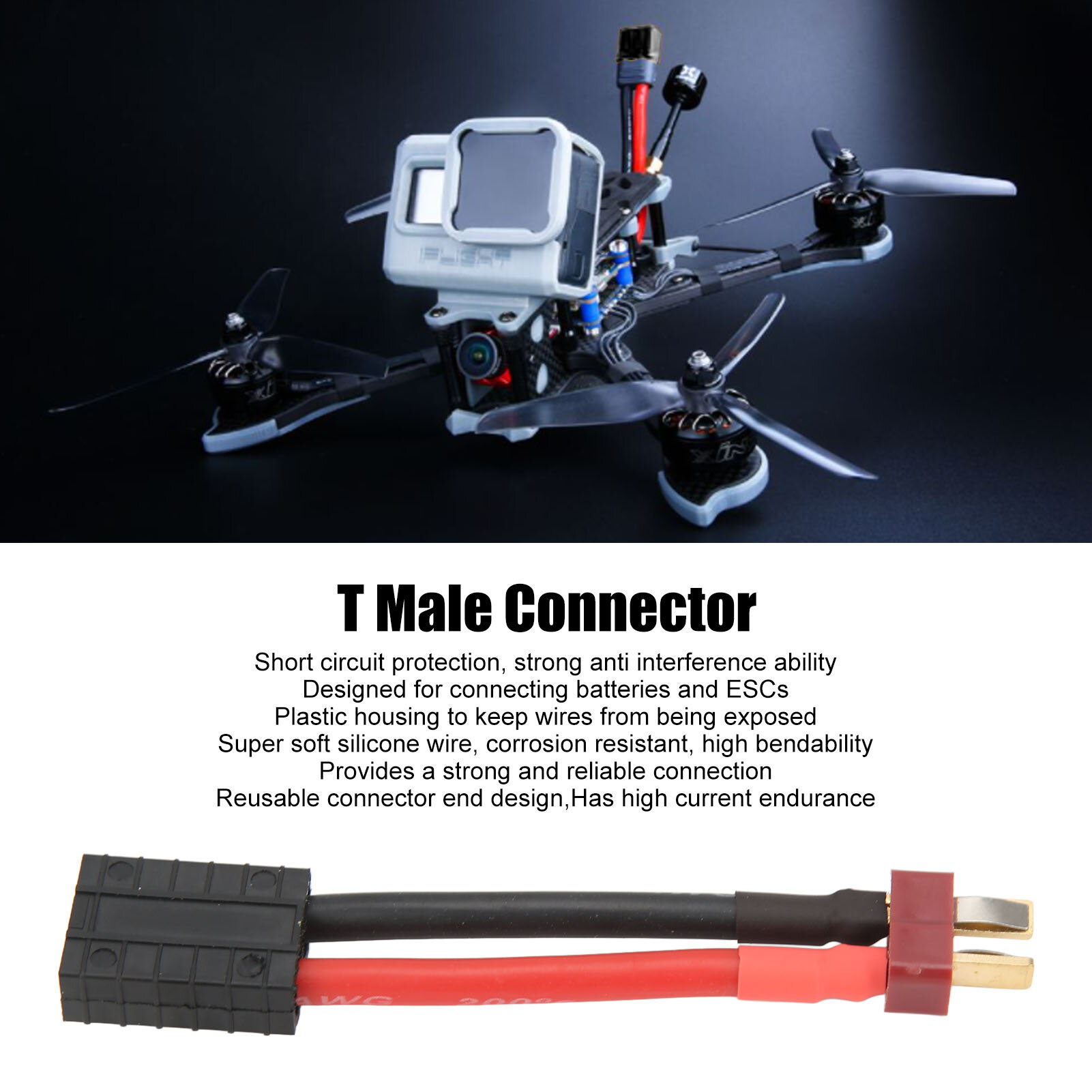 Кабель для зарядного устройства RC-аккумулятора, надежное соединение, защита от короткого замыкания, штекерный разъем типа мама-Т для модели автомобиля с дистанционным управлением