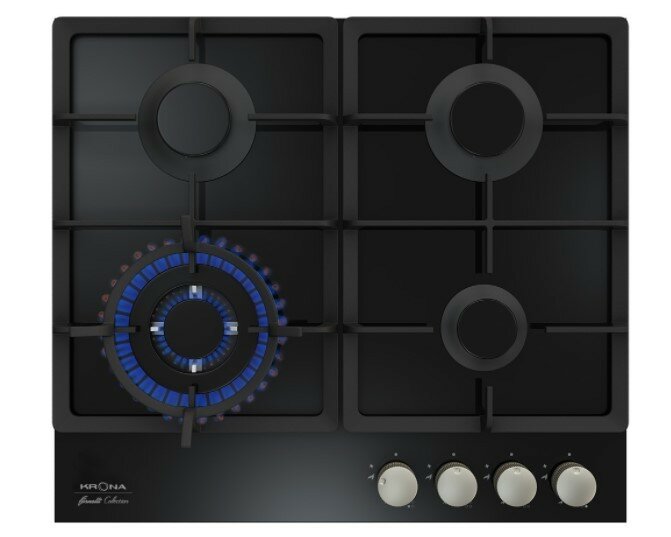 Варочная поверхность Krona "Alma 60", газовая, 4 конфорки, WOK-конфорка, поворотные переключатели