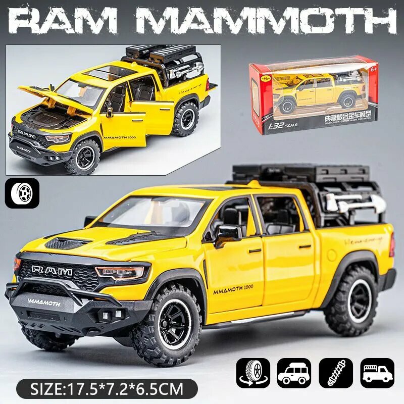 Коллекционная металлическая модель пикапа Dodge RAM Mammoth, масштаб 1:32, игрушечная машина