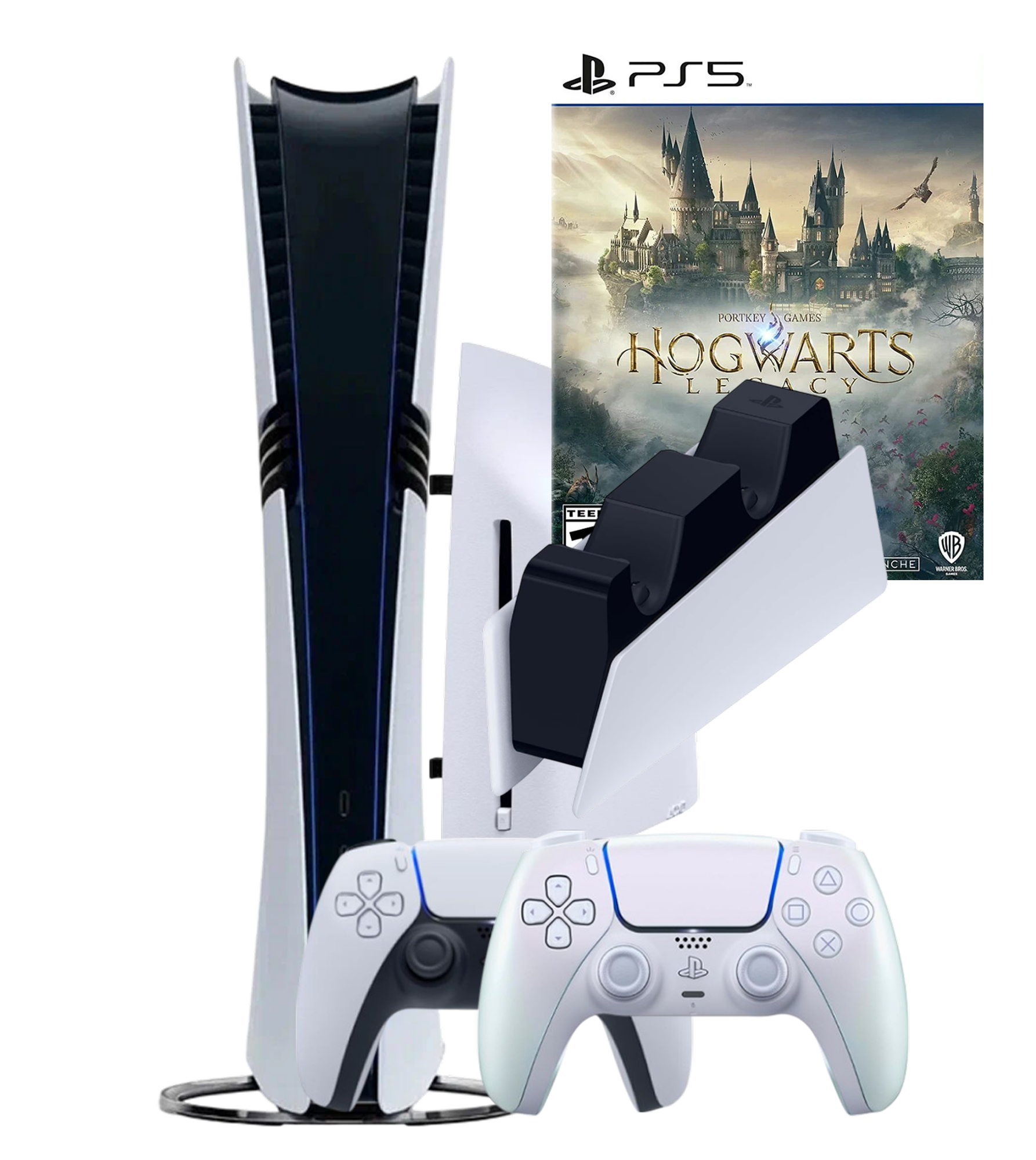Игровая приставка PlayStation 5 Pro + 2й геймпад жемчужный + игра Hogwarts Legacy + станция зарядки + дисковод