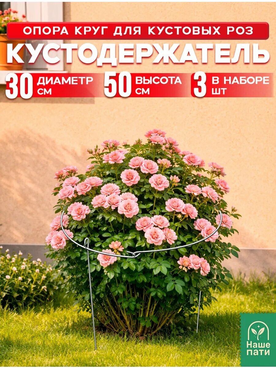 Кустодержатель для роз, пруток d-4, D-30см, h-50см (3 штук)