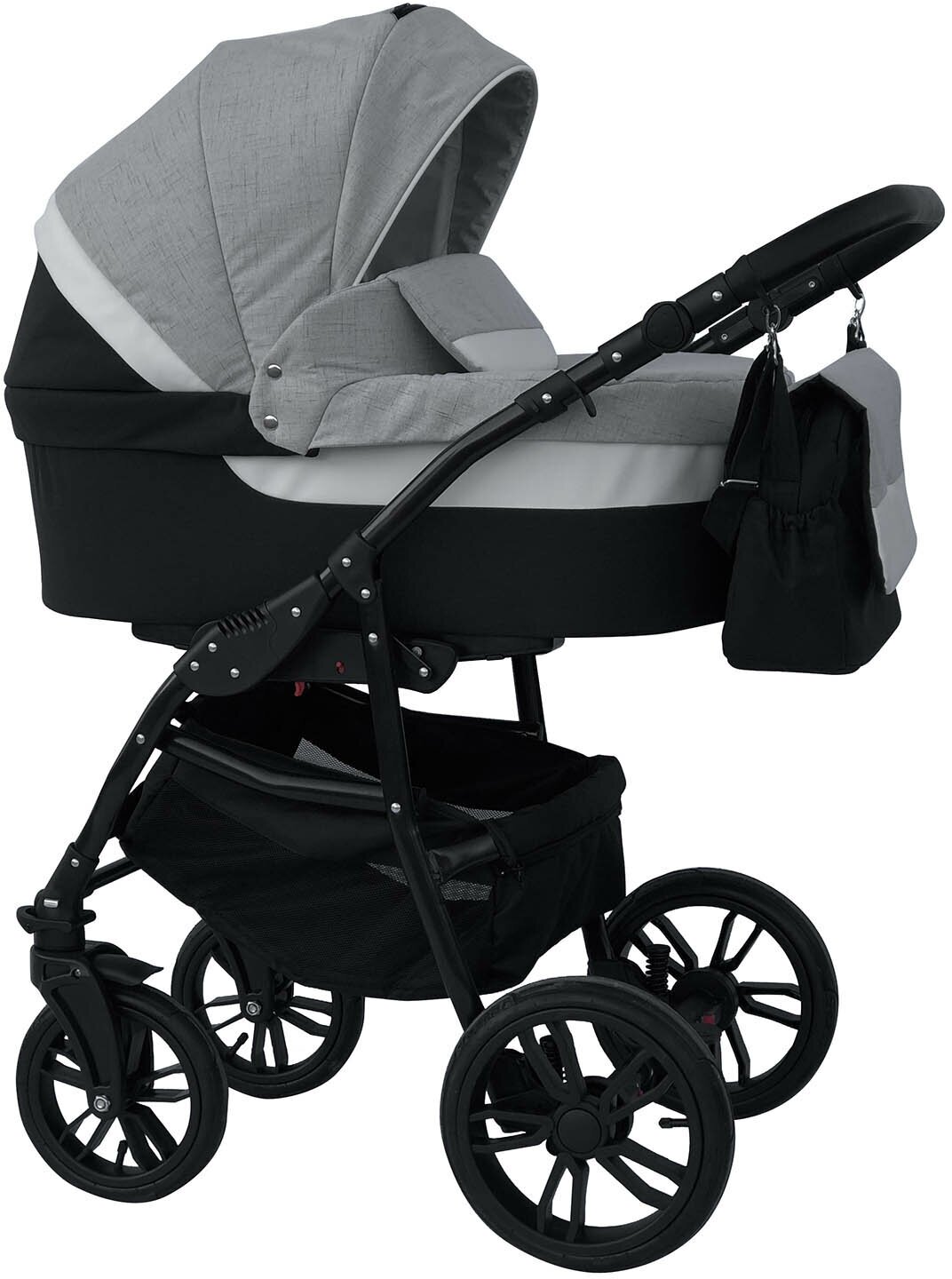 Коляска 2 в 1 Alis Alvaro универсальная, всесезонная, (04), темно-серый, светло-серый, белый