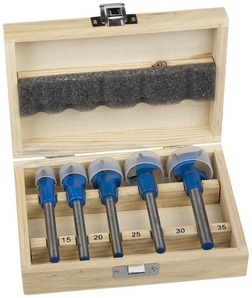 Набор сверл форстнера композитных ЗУБР 5 шт 15-20-25-30-35мм твердосплавные резцы
