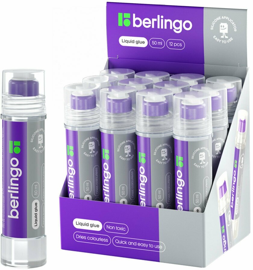 Клей канцелярский Berlingo, с силиконовым аппликатором, 50мл, 255113