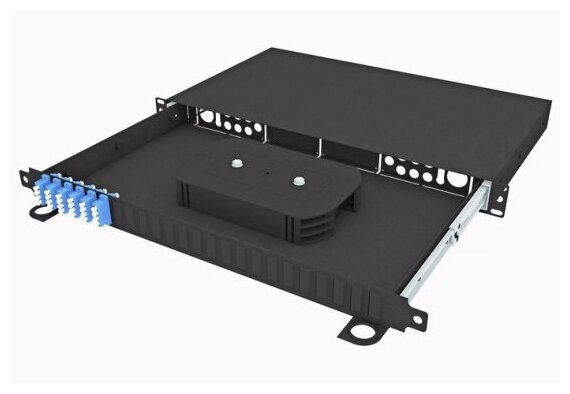 Кросс оптический Toplan , стоечный 19", выдвижной, 24 LC/UPC адаптера, SM, 1U, черный, укомплектованный (КРСв-Top-1U-24LC/U-OS2-BK)