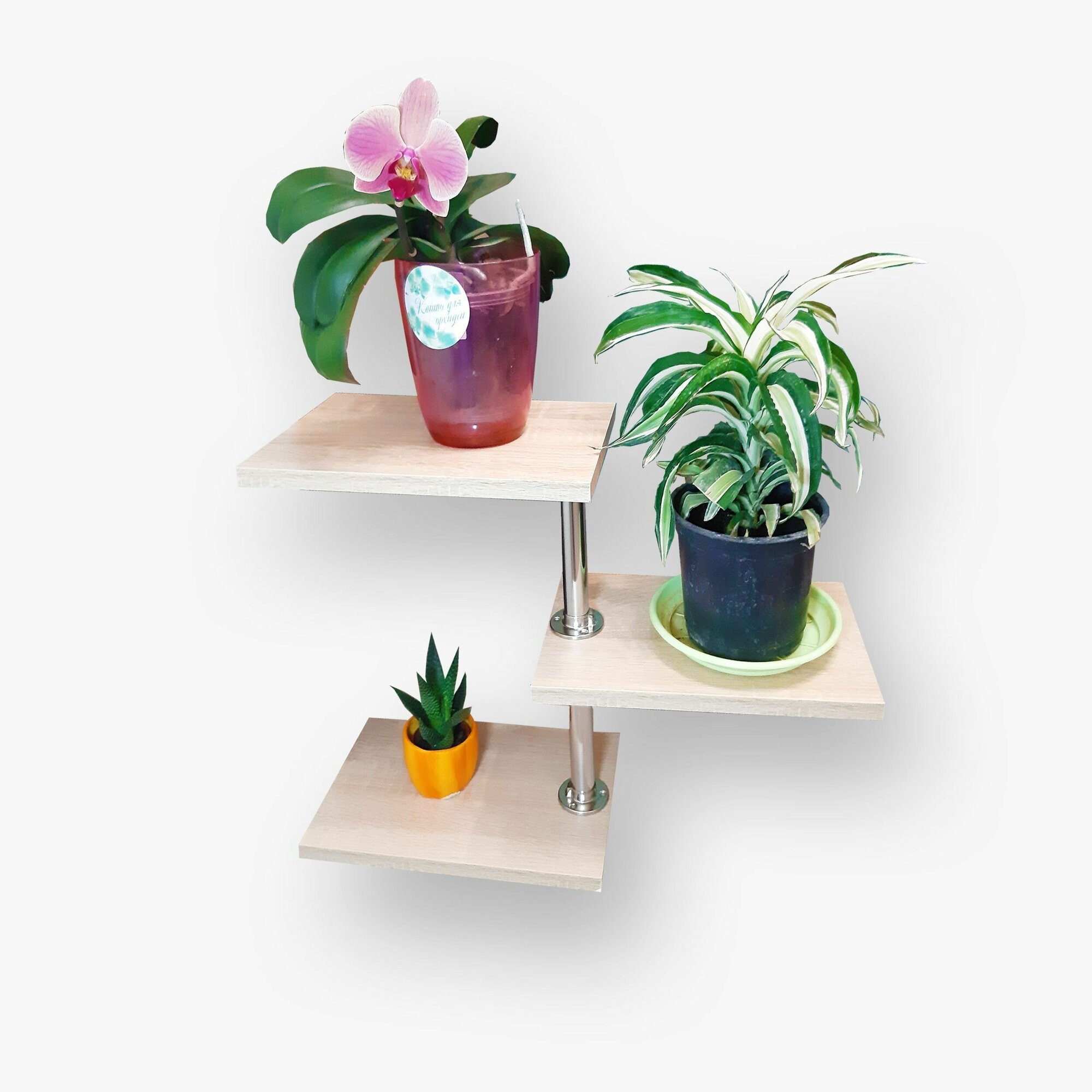 Полка настенная интерьерная серия Т3. Высота 35 см. Полочки 30х20 см. Цвет дуб сонома