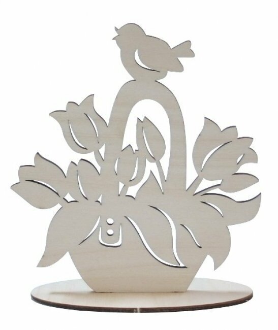 Деревянные заготовки / Декупаж, деревянная заготовка для творчества "Добрый мастер" "Корзина с цветами" 12,5*14см (2шт)