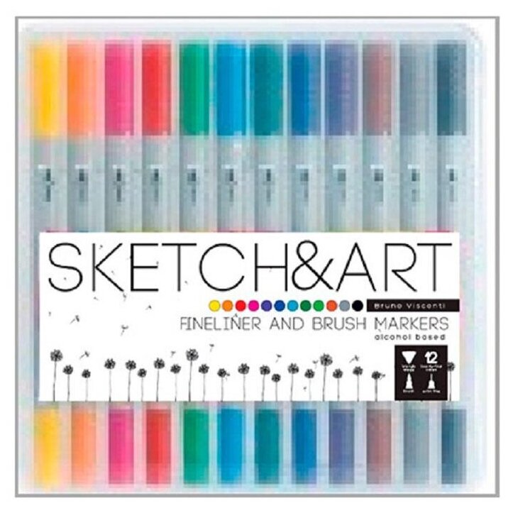 Набор маркеров (кисточка и линер)SKETCH&ART12 цв.22-0082 1366367