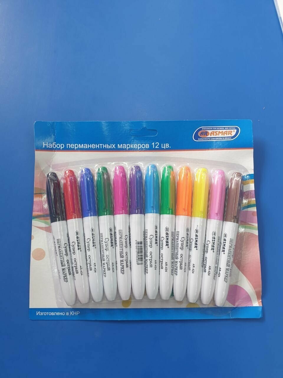 Набор маркеров, 12 штук, перманентные, острый