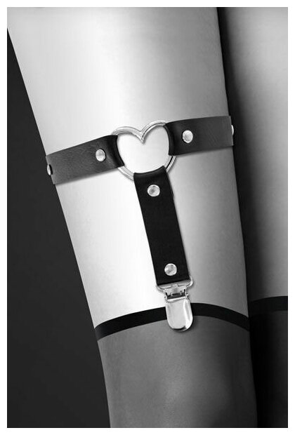 Подвязка с металлическим сердечком, Франция, Bijoux Pour Toi, черный с сердечком