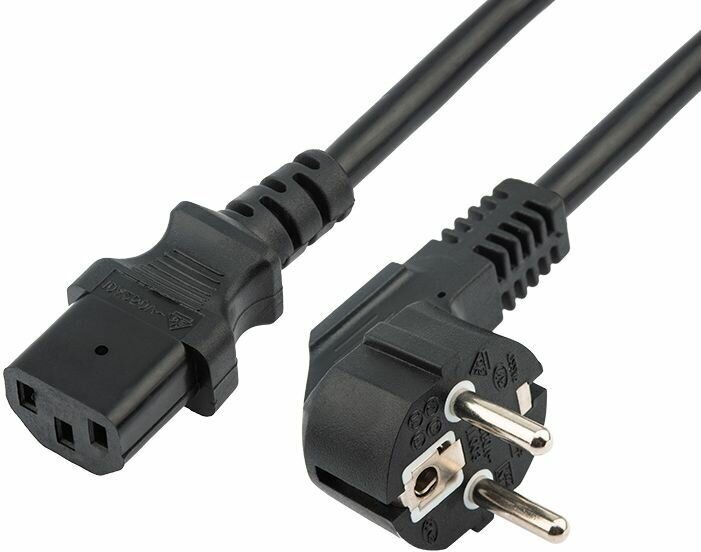 Шнур сетевой евровилка угловая REXANT 1.8м, С13, 3х0.75мм (11-1131)