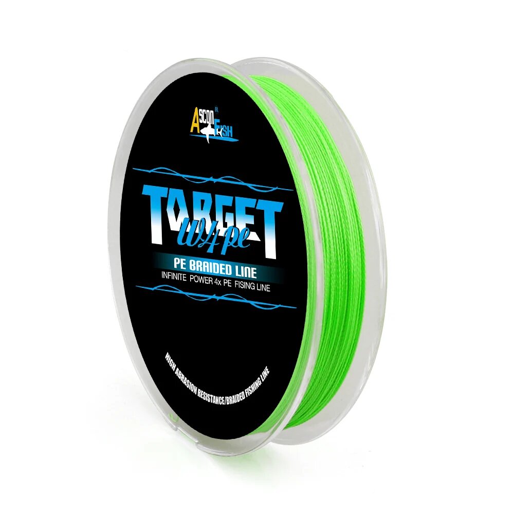 Плетеная рыболовная леска ASCON FISH 4 нити 100-300 м Зеленый, 300M-0.14mm-10LB, never faded color