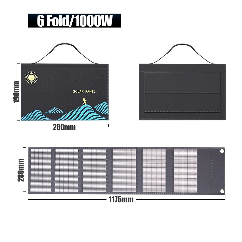 Складная солнечная панель 1000W 6fold USB+DC