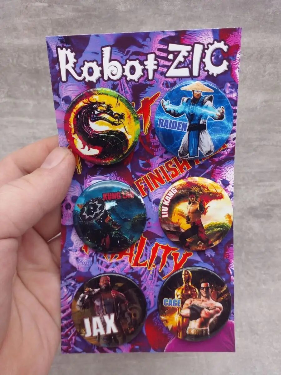 Набор закатных значков из 90-х MK Hero (6шт, D38мм)