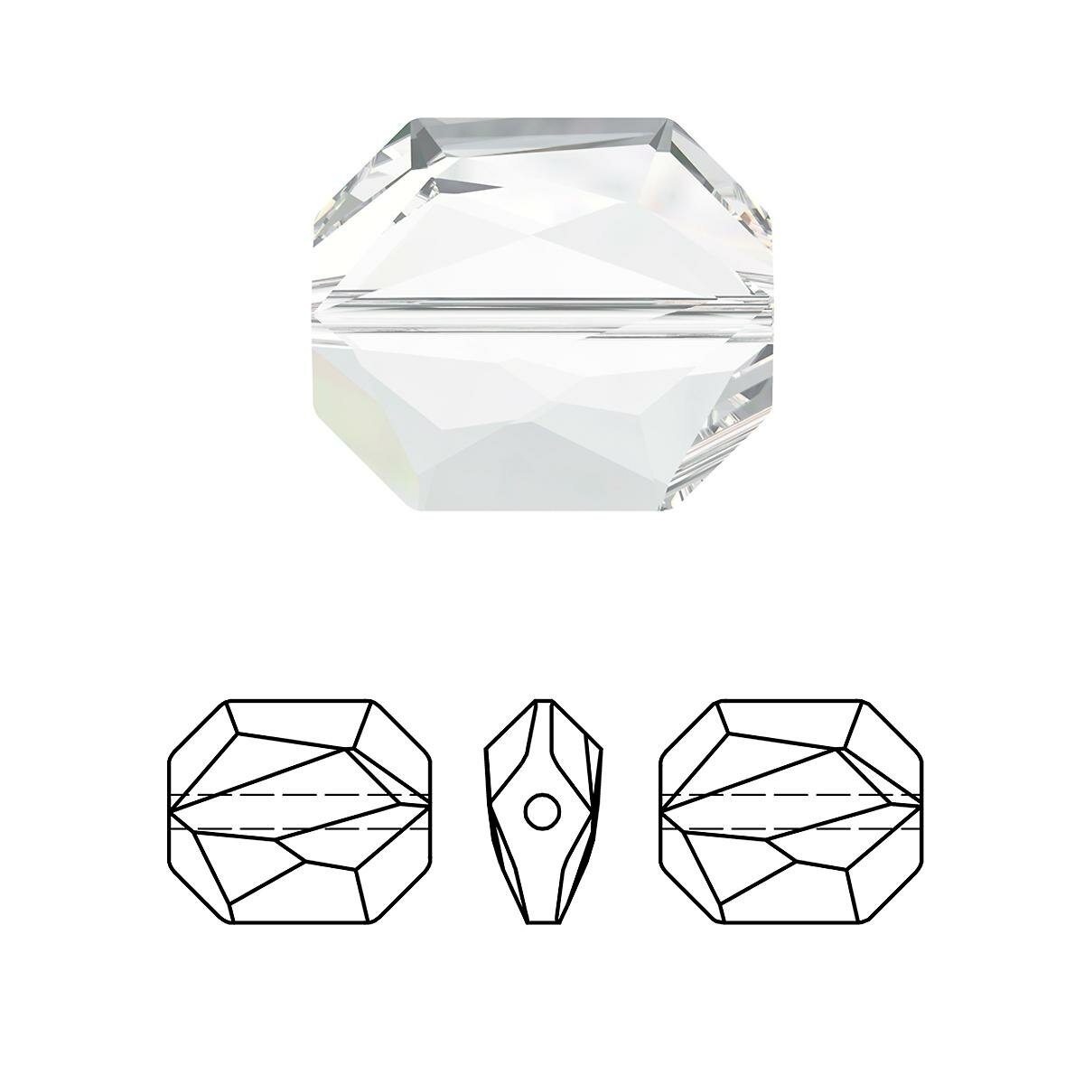 Бусина Swarovski, 10х8.5х4мм, прямоугольник Graphic (#5520), кристально-прозрачный (цвет 001), 1 шт.
