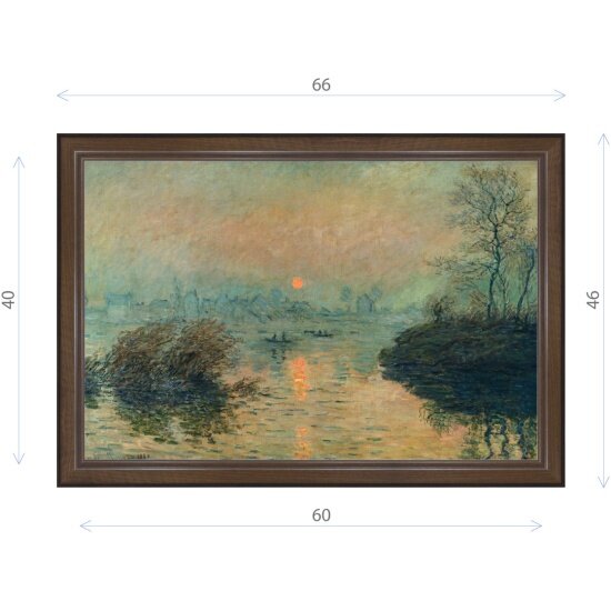 Картина Декор Депо Клода Моне Закат на Сене, зимний эффект Матовая бумага в раме без стекла 46х66 см, DDK03214E21W60H40P24