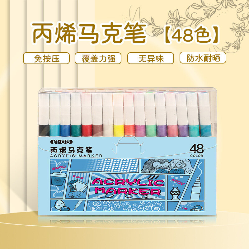 Маркер акриловый, 48 цветов, для керамики, безопасный, экологичный