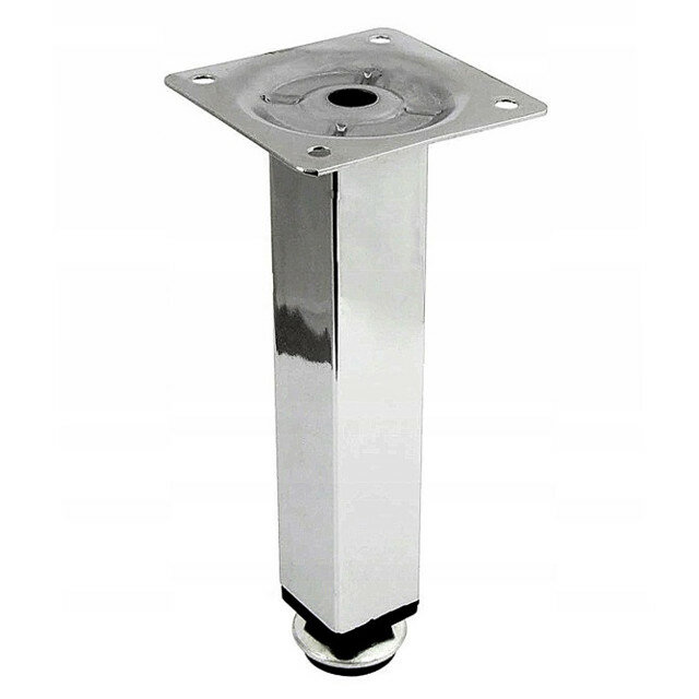 Регулируемая квадратная ножка 25х25х100 мм, хромированная мебельная опора для каркасов
