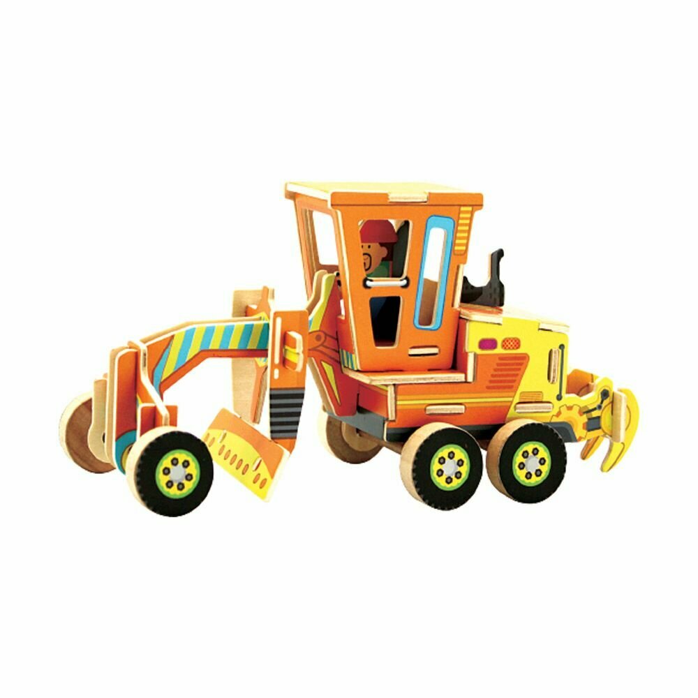 Пазлы деревянные 3D "Дорожно-строительная техника. Грейдер" 48деталей, 7+