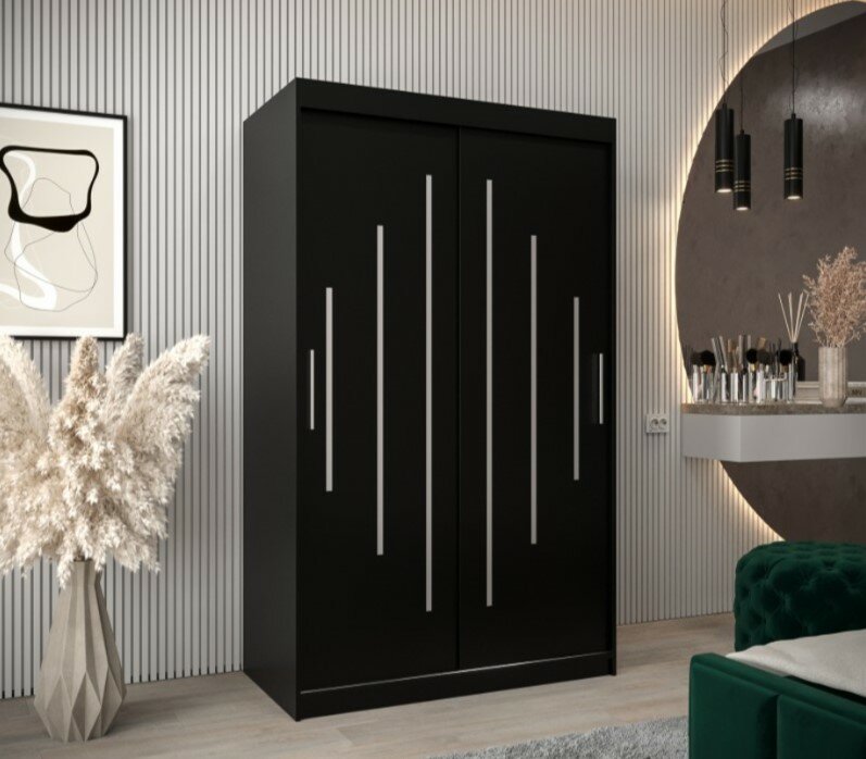 Шкаф-купе МебельЛэнд24 Валмиера NEW - 2 Черный 140x40x250 для одежды двухдверный