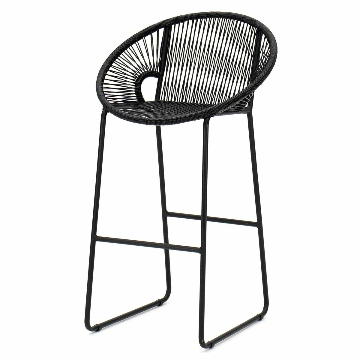 Барный плетеный стул KORNERA "Луна", искусственный ротанг черный