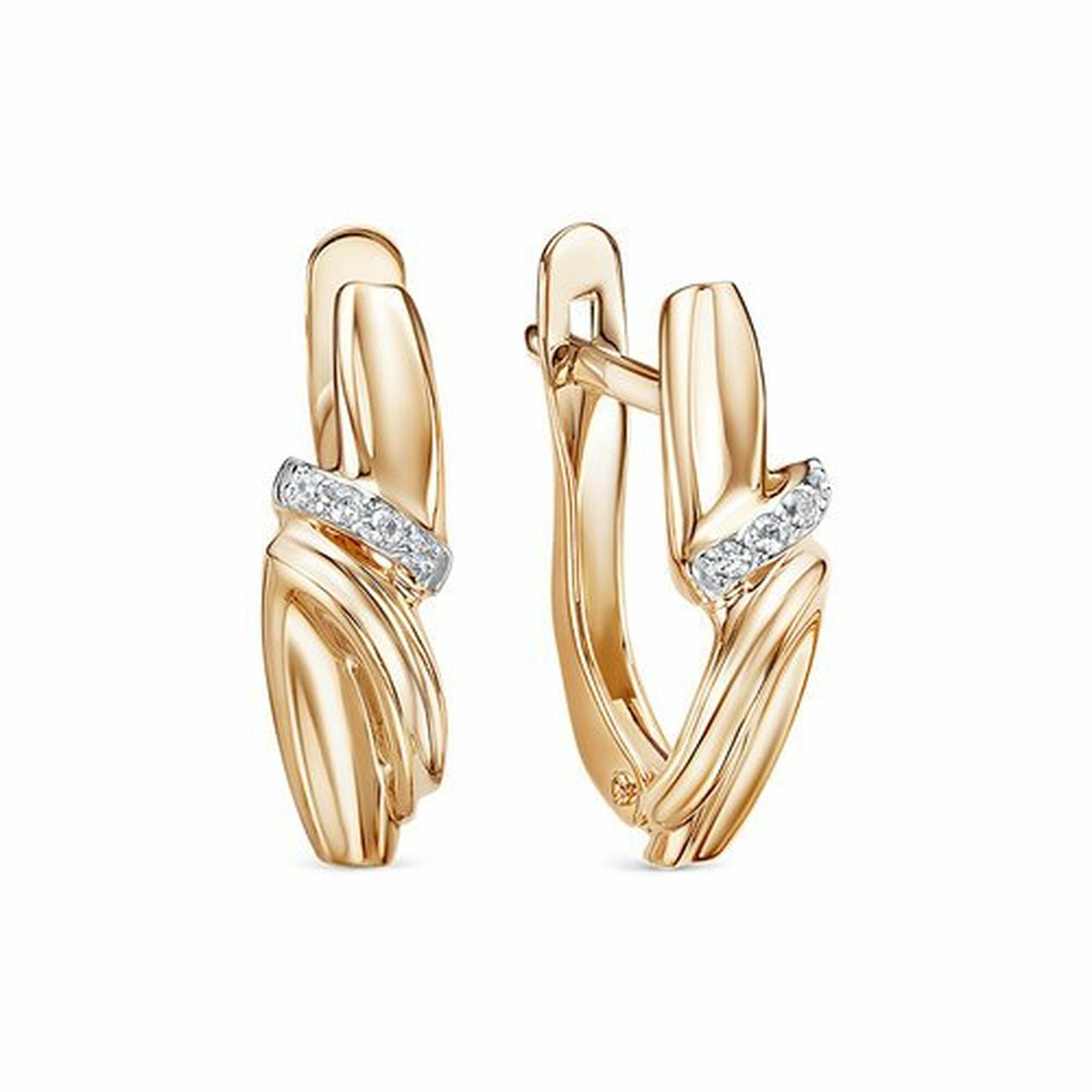 Серьги, красное золото, 585 проба, фианит