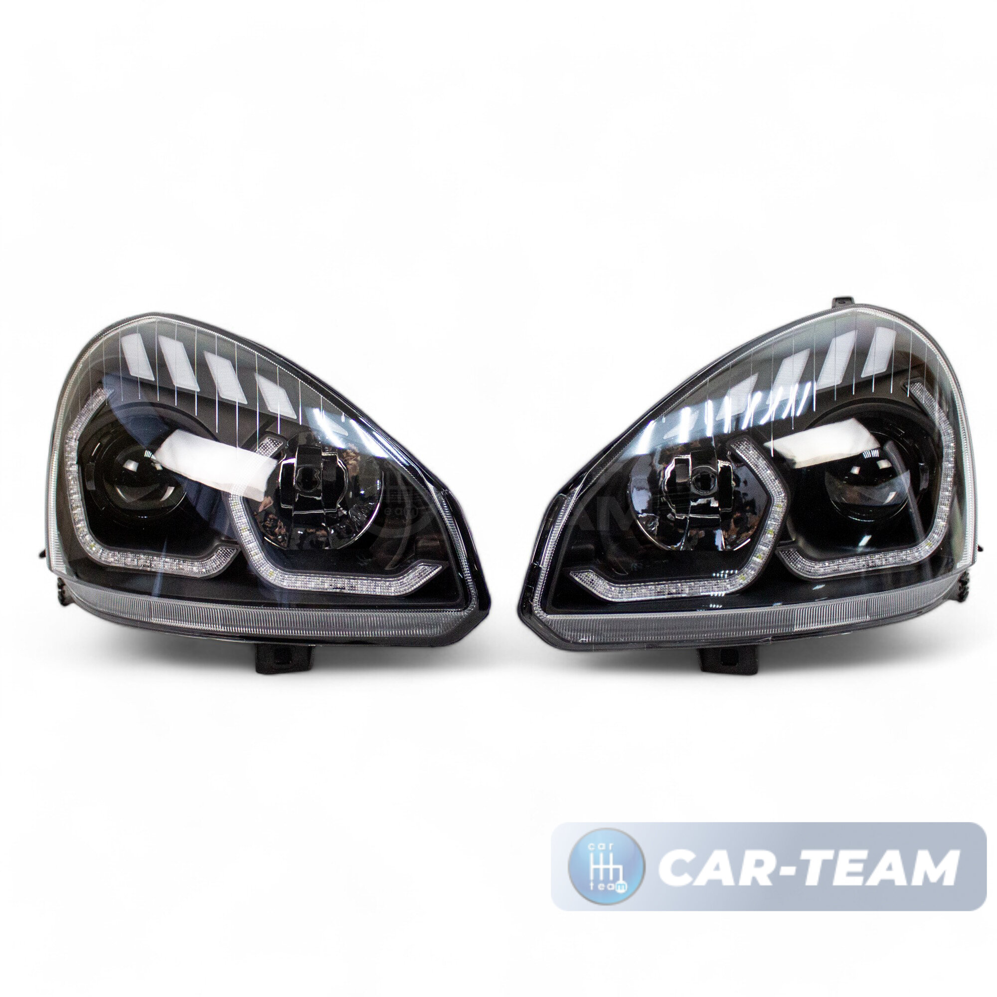 Фары Приора линзы Bi LED 2.5 дюйма в стиле БМВ (ver 2.0) ДХО, плавающие поворотники