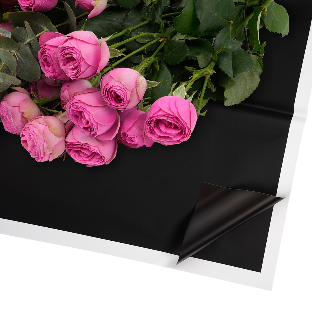 Упаковочная пленка 65мкр (0,58*0,58 м) Широкая кайма, Черный/Белый, Матовый, 20 шт.