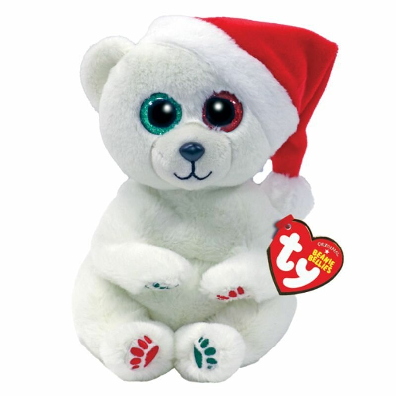 Мягкая игрушка TY Большие глаза Рождественский белый медведь Детский подарок