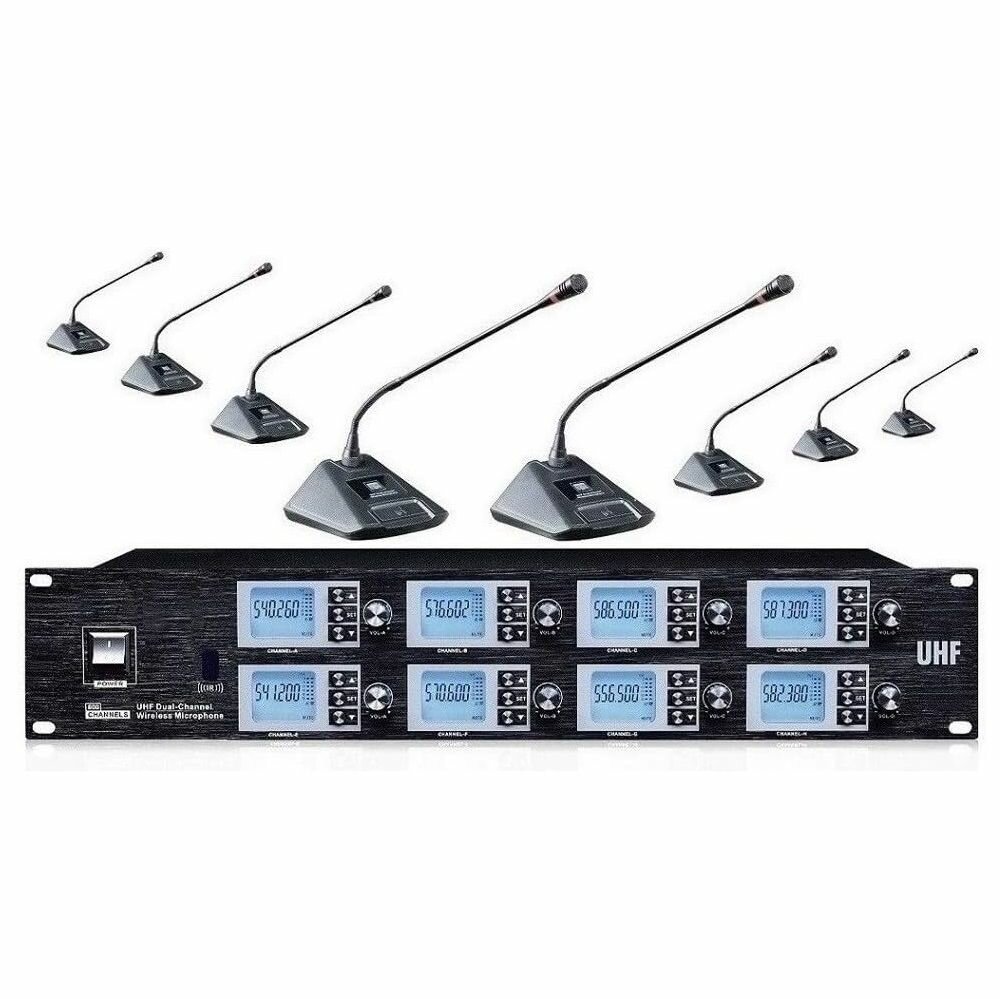 UHF 8 канала Беспроводные конференц-системы 8 Гусиный микрофон