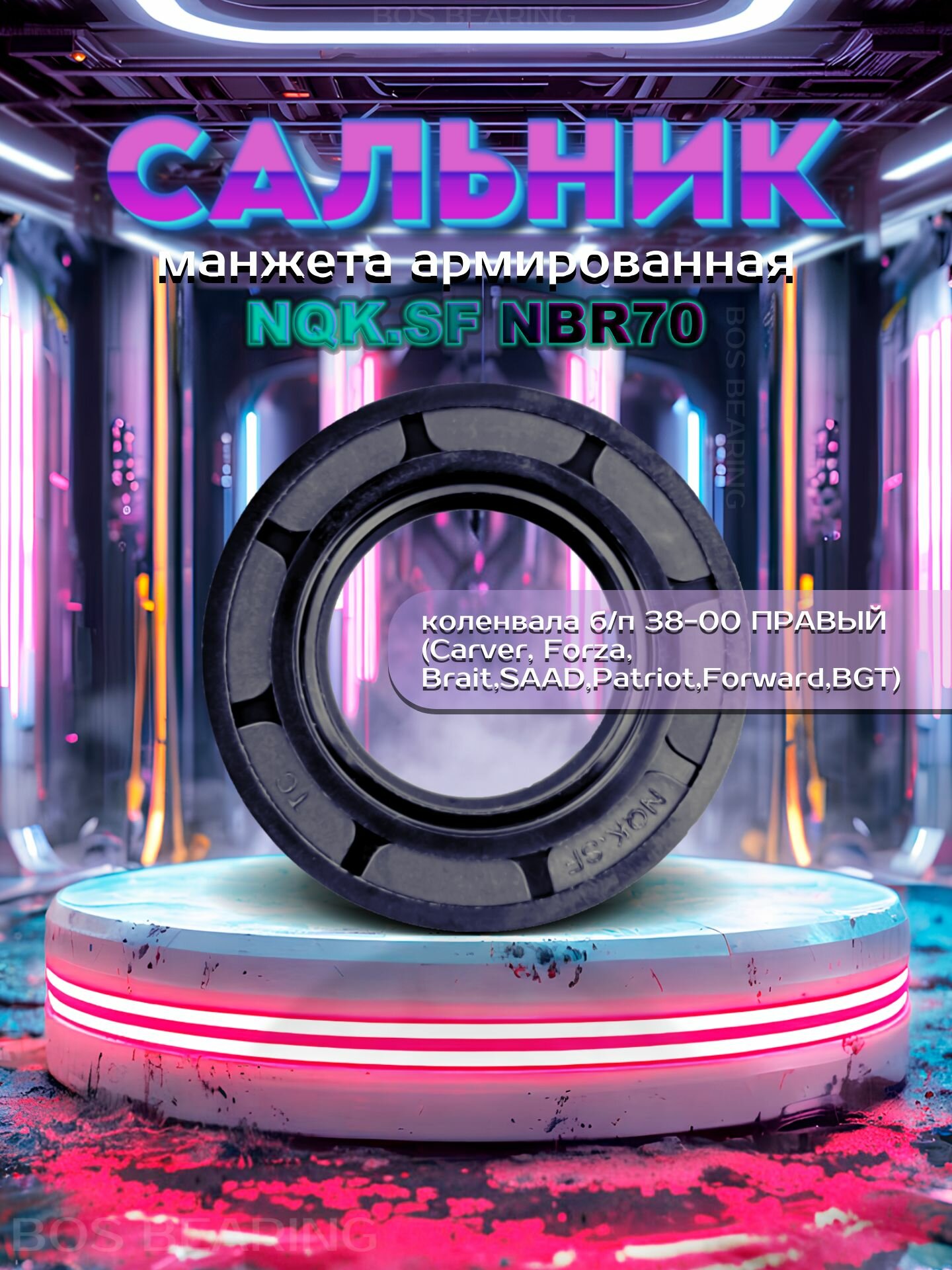 Сальник коленвала б/п 38-00 правый (Carver, Forza, Brait, SAAD, Patriot, Forward, BGT) NQK SF - 1 ШТ.