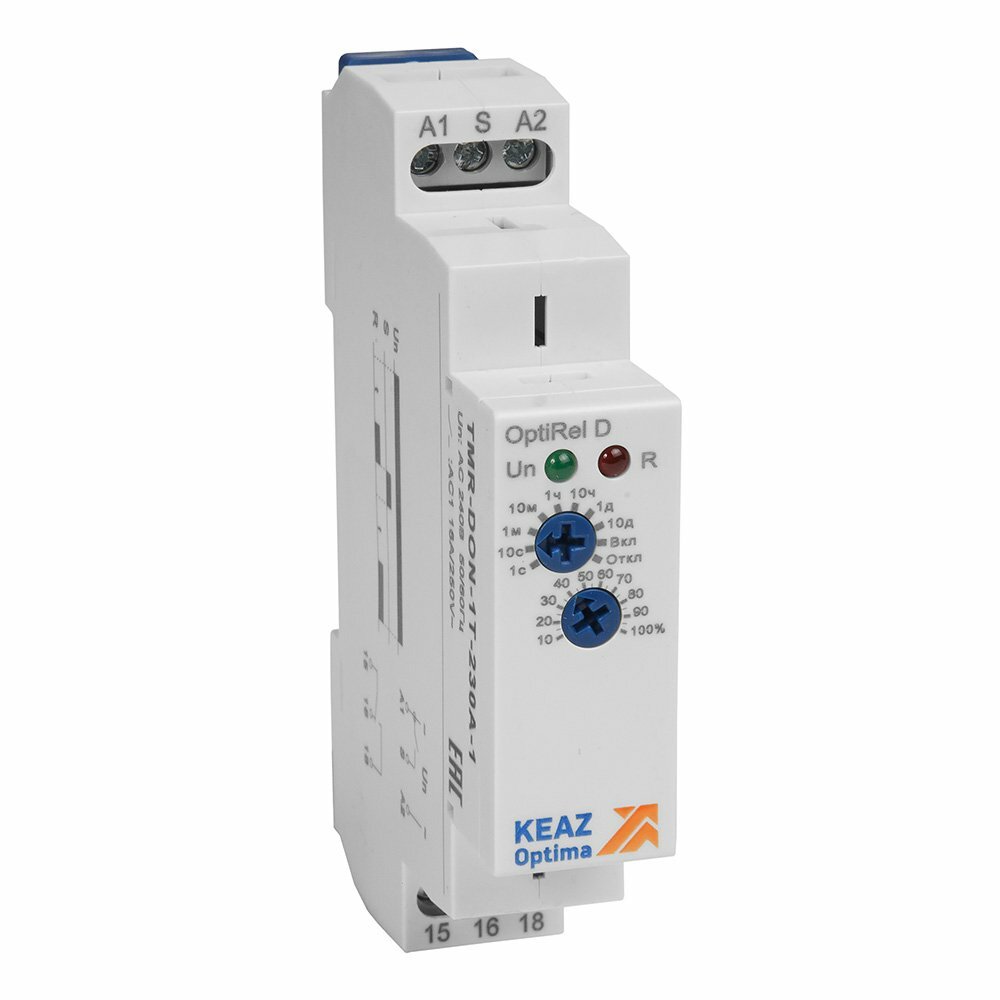 КЭАЗ Реле времени OptiRel D TMR-DON-1T-240U-2 задержка включения 16А 2СО 12-230АС/DC, 332012