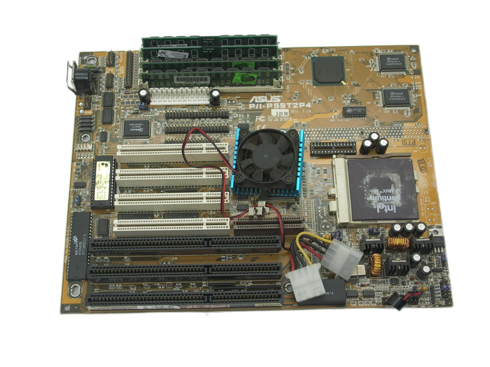 Комплект Socket-7 ASUS P55T2P4 +Процессор Intel Pentium MMX 200MHz + ОЗУ 4x4Mb