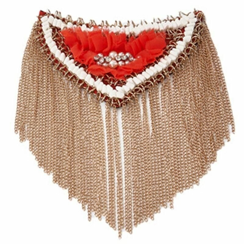 Металлическая бахрома с искусственным жемчугом для плеча, C