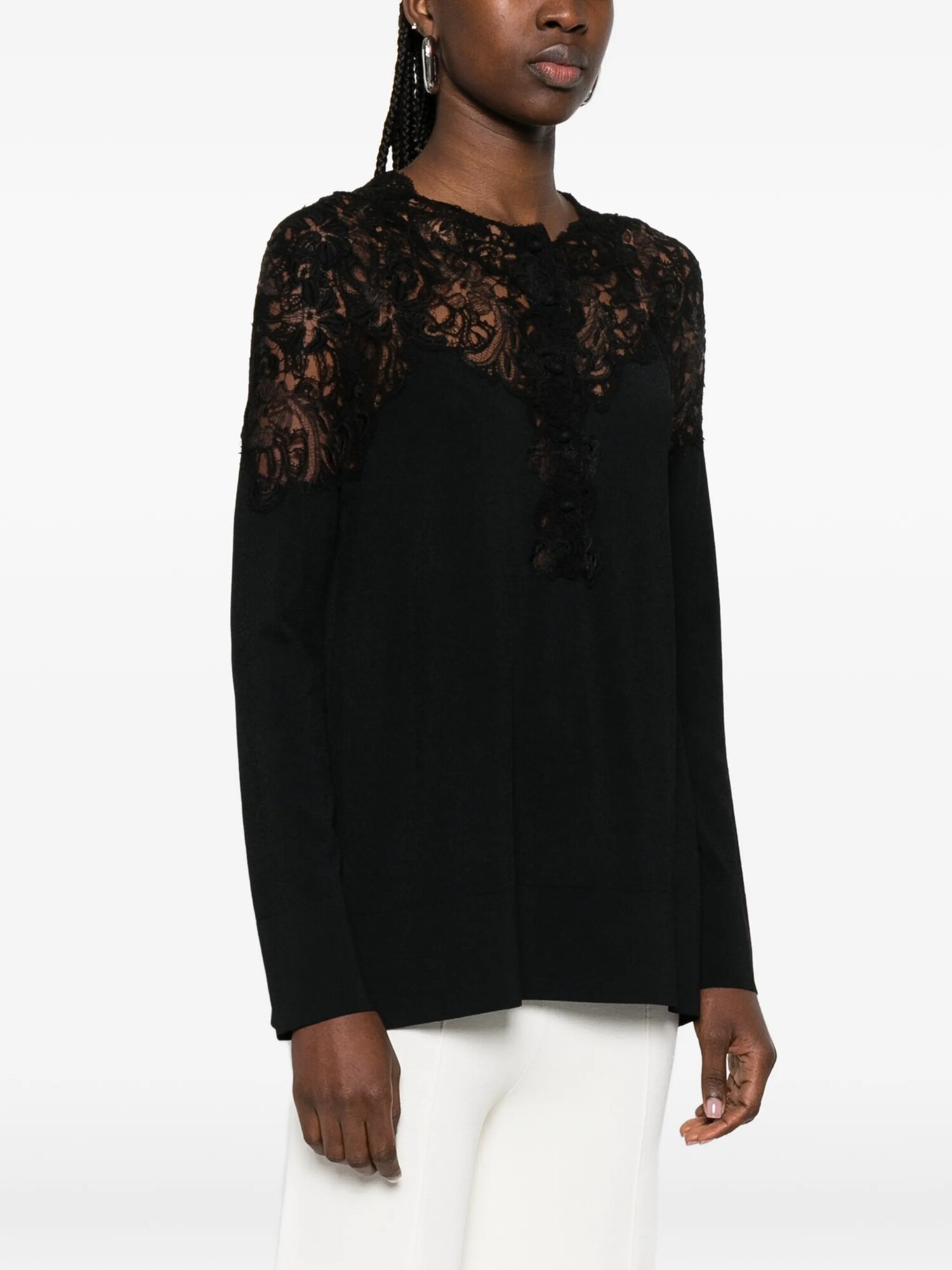 Блуза Ermanno Scervino Lace blouse, размер 40, черный — фото 1