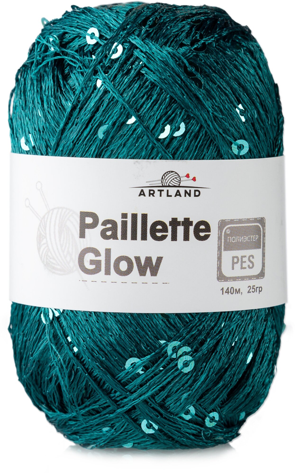 Пряжа Artland Paillette Glow Добавочная нить с пайетками 37 изумруд (25г/140м, упаковка 10 мотков)